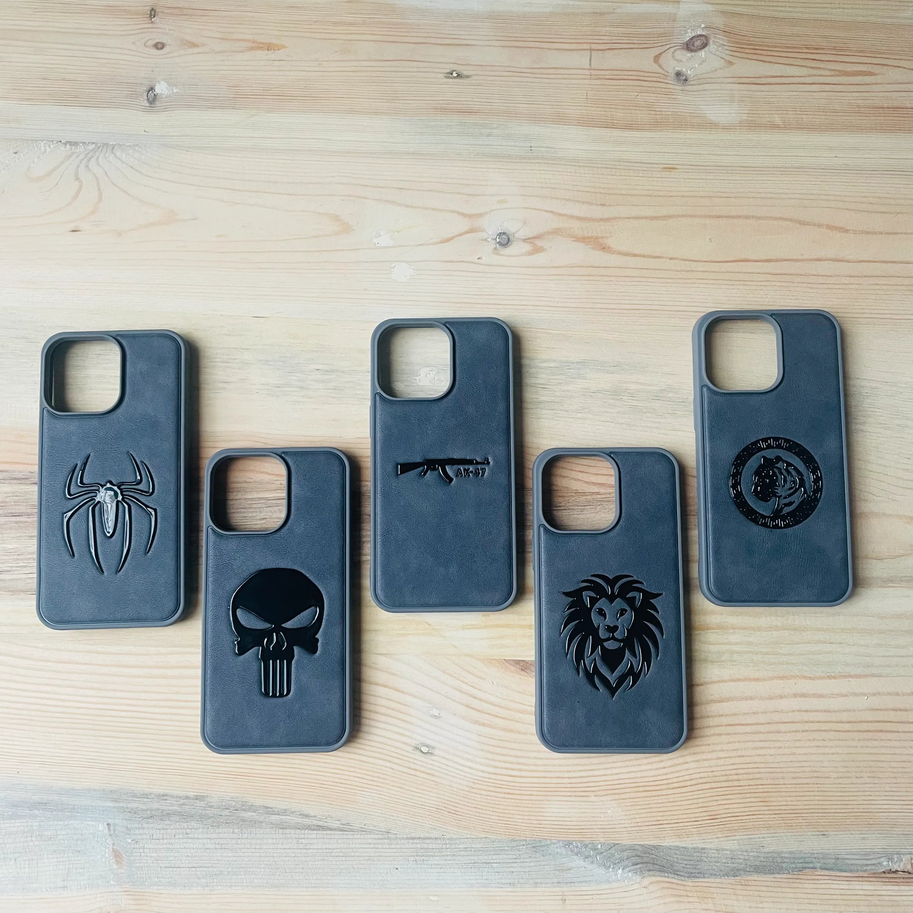 Gray Series | Premium Leather 3D Embossed iPhone Case – Hanging Owl